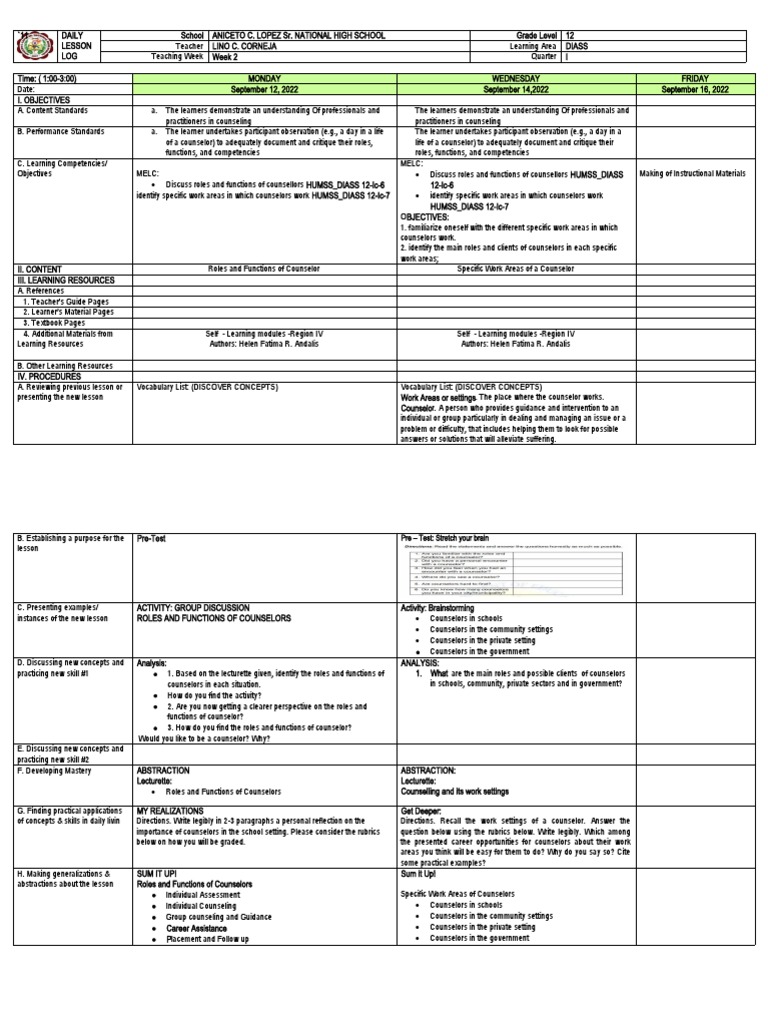 Week 3 | PDF | School Counselor | Learning