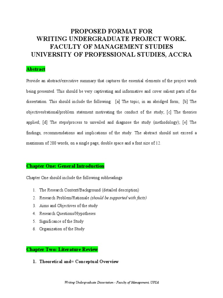 Undergraduate Dissertation Format - UPSA - Revised - 2019 | PDF