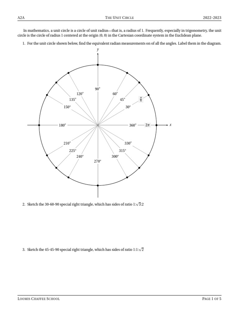 Unit Circle | PDF | Circle | Triangle