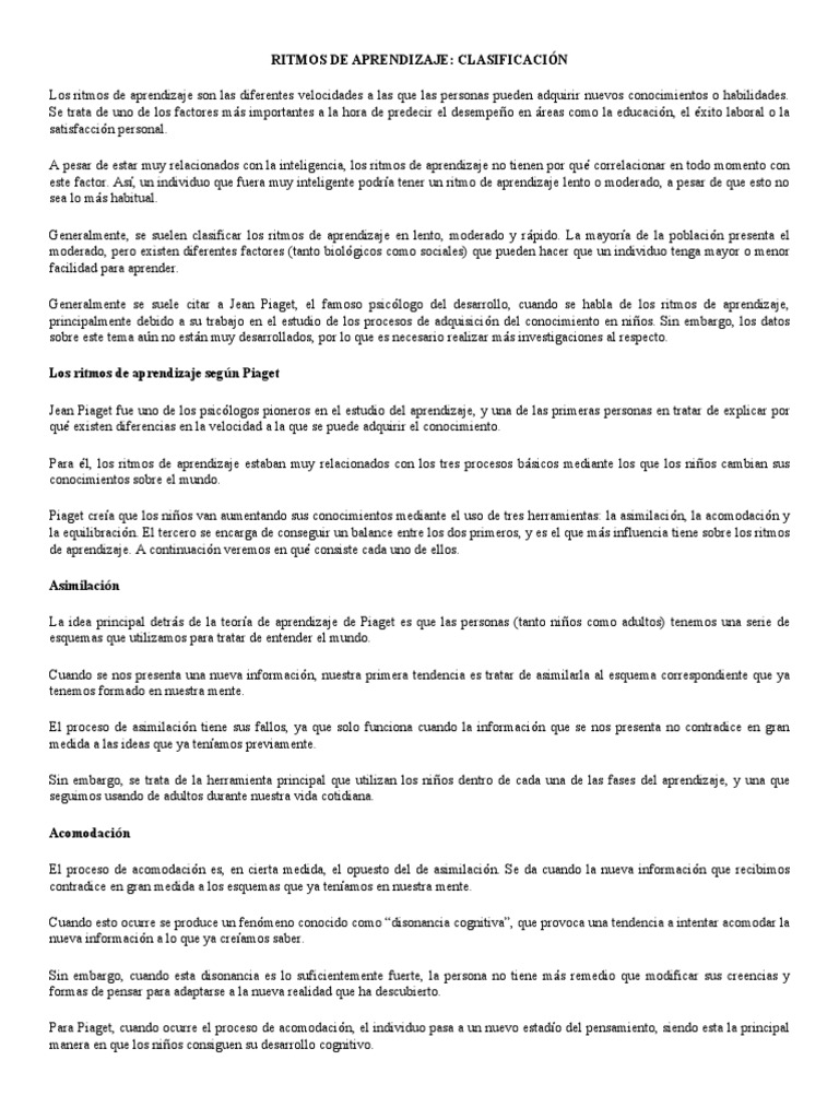 Ritmos de Aprendizaje | PDF | Bienestar