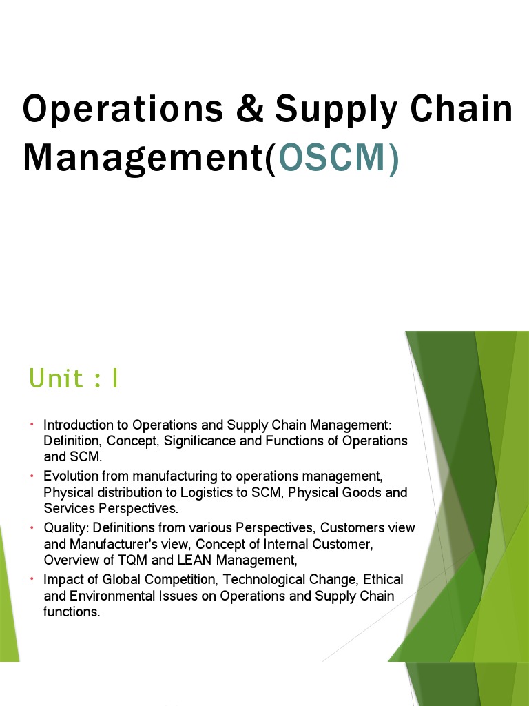 204 Oscm PPT Final | PDF | Supply Chain | Supply Chain Management