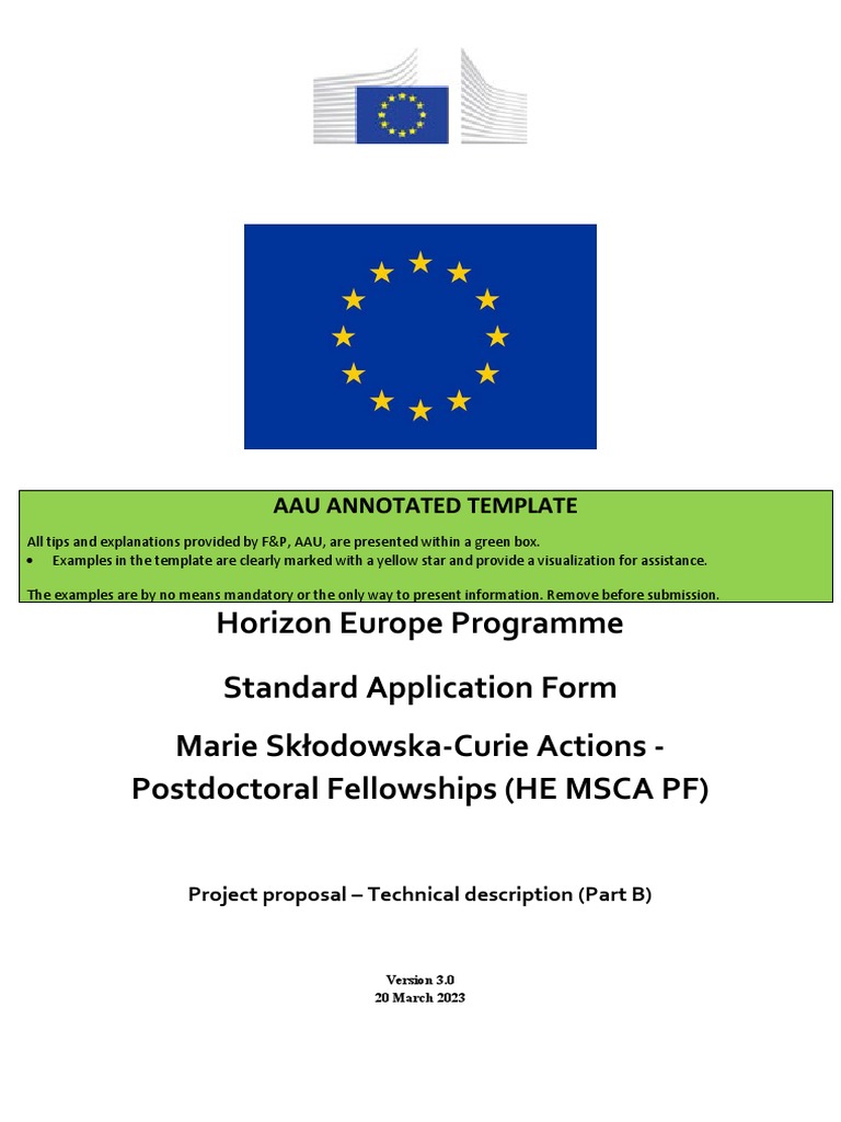 Annotated Template - Application Form (Part B) (HE MSCA PF) - 20230530 ...