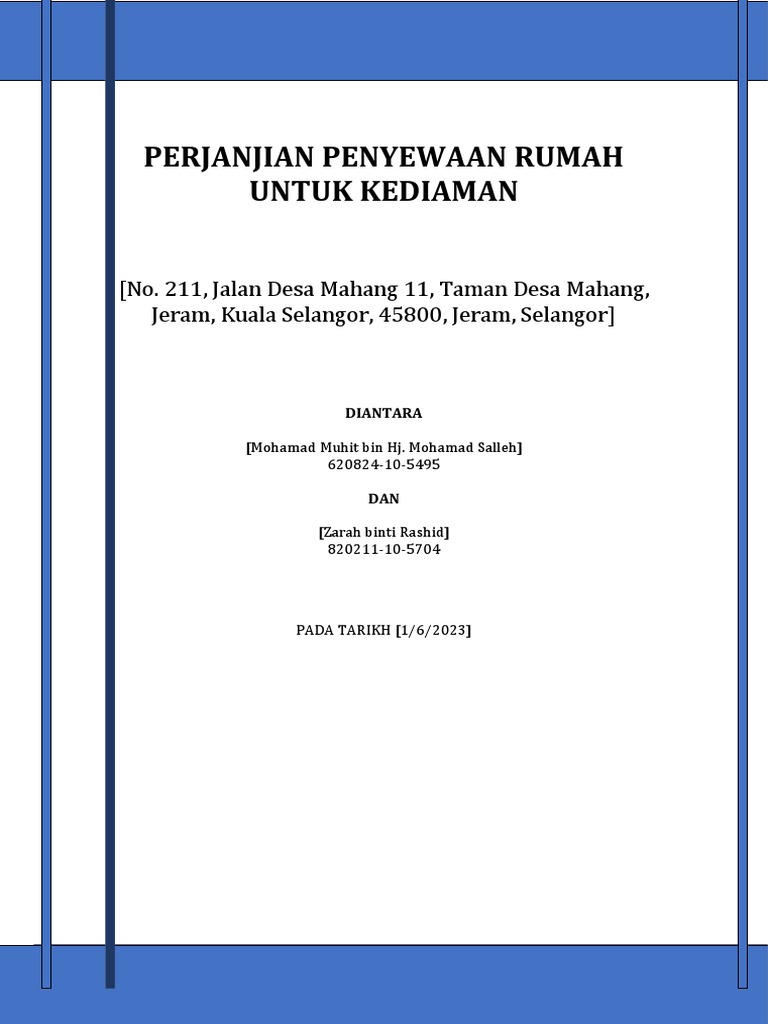 Perjanjian Sewa Rumah Parit Mahang 2 | PDF