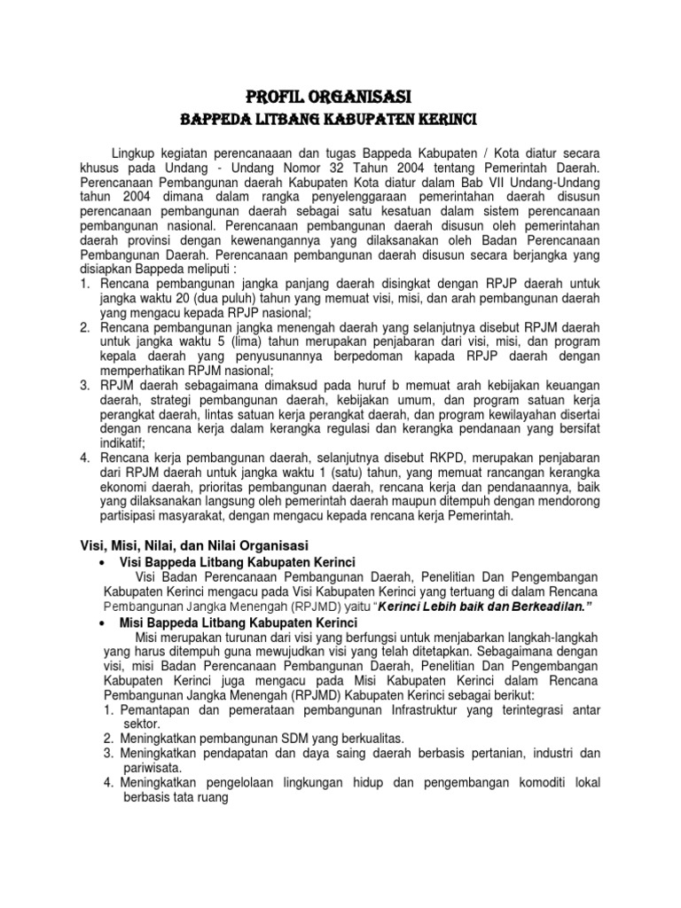 Bappeda Litbang Kab - Kerinci | PDF