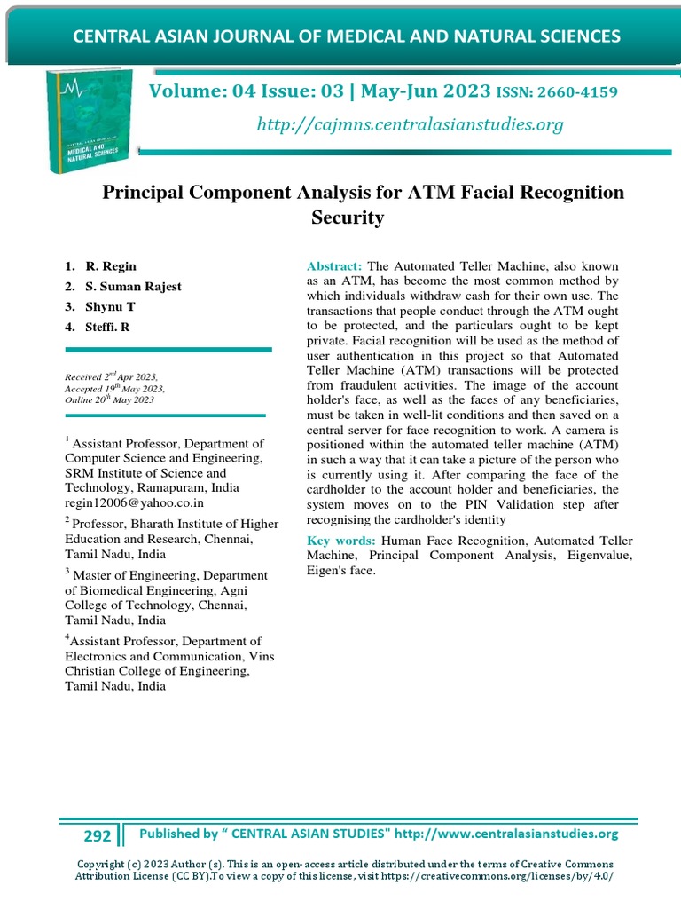 Principal Component Analysis For ATM Facial Recognition Security | PDF ...