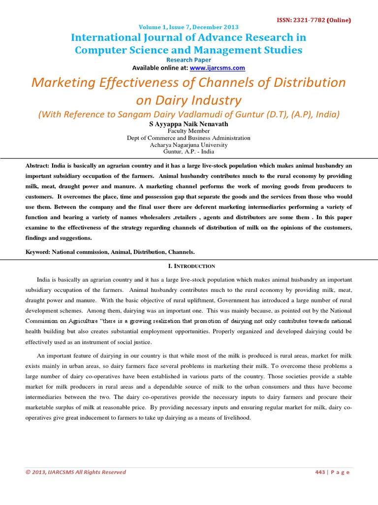 Marketing Strategies in Dairy Distribution | PDF | Sampling (Statistics ...