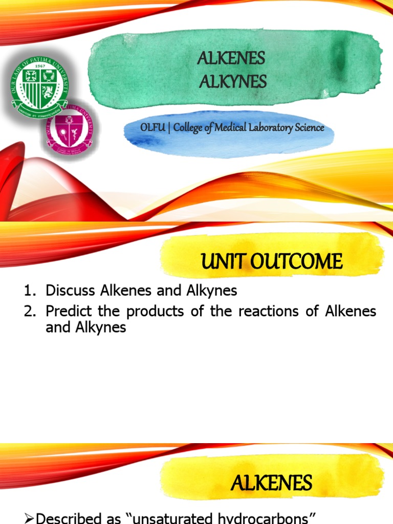 CHEM111 Alkenes and Alkynes | PDF | Alkene | Chemical Reactions