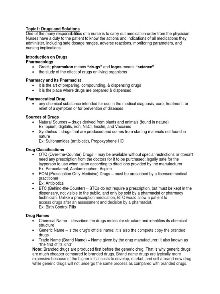 Drugs and Solution (Lecture) | PDF