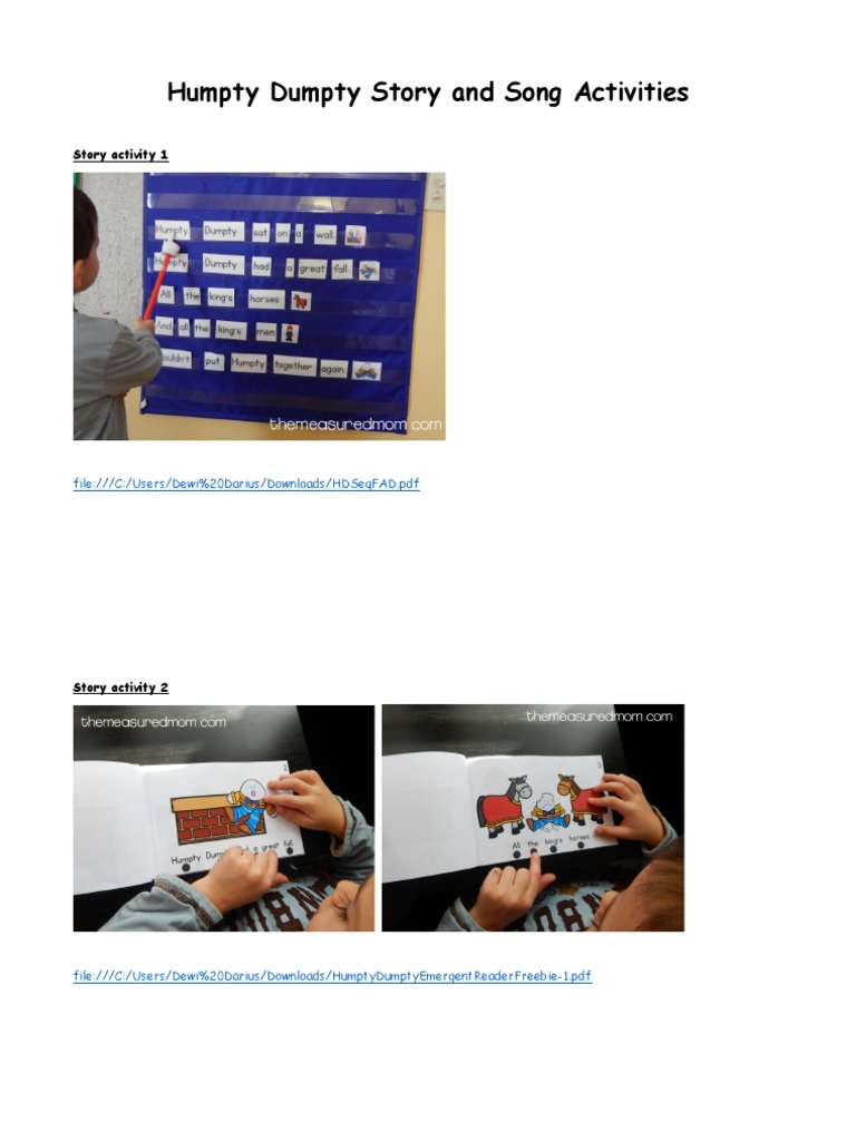 Humpty Dumpty Story and Song Activities | PDF