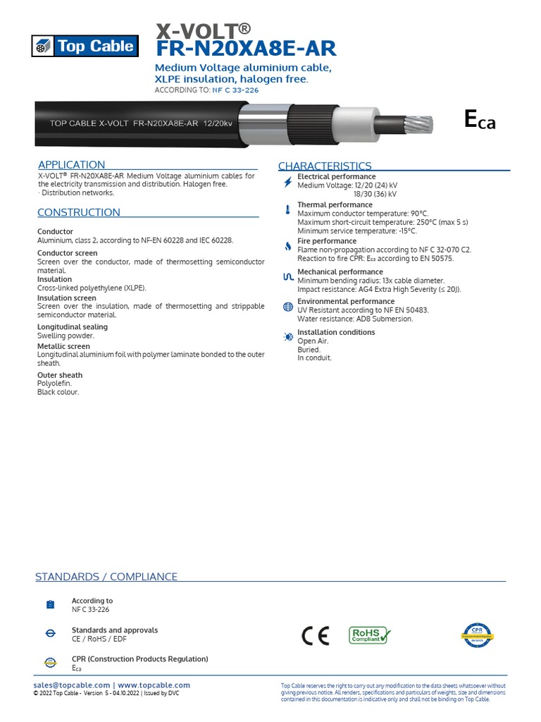 TopCable FR N20XA8E AR ENG 900009012204 | PDF | Insulator (Electricity) | Electrical Conductor