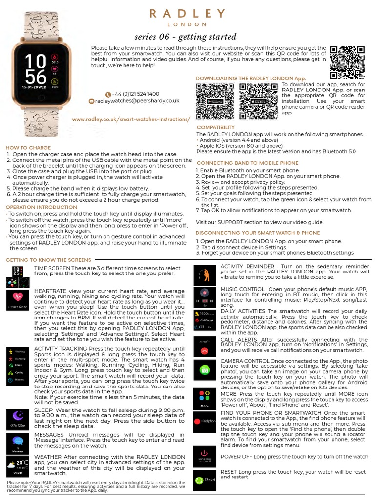 RADLEY S06 Instruction Manual | PDF | Smartwatch | Smartphone