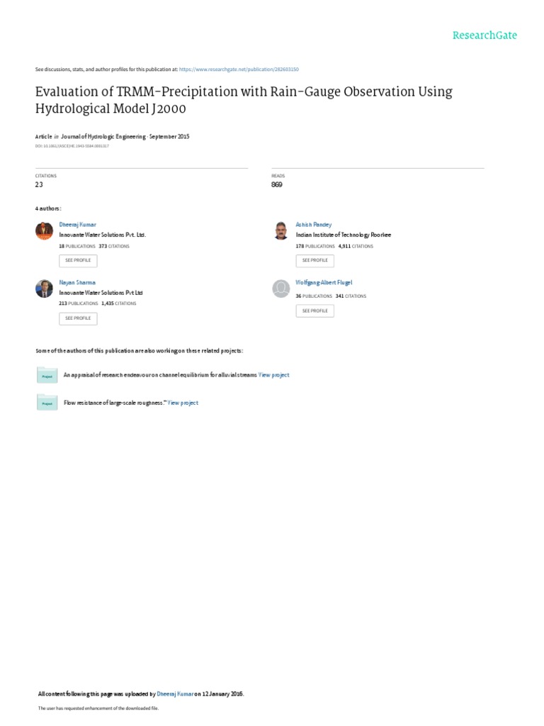 Evaluation Of Trmm Precipitation With Rain Gauge Observation Using Hydrological Model J2000