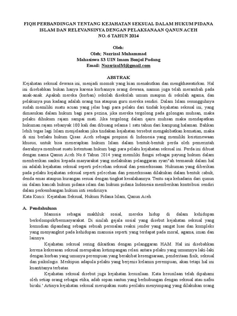Qanun Aceh: Hukum Seksual Islam | PDF