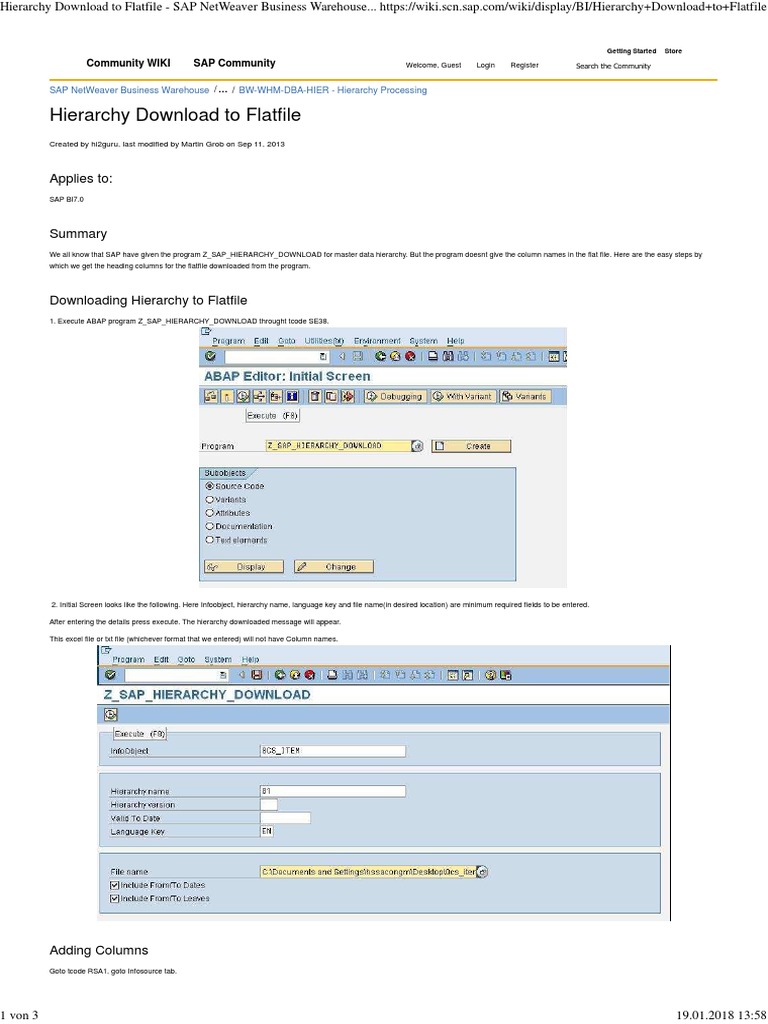 Hierarchy Download To Flatfile Sap Netweaver Business Warehouse Scn Wiki Pdf 