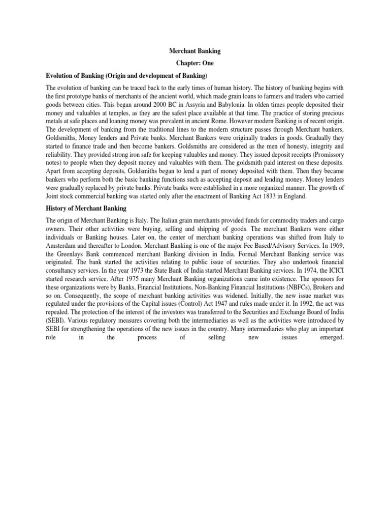 Merchant Banking Cha-1 by Saidul Alam | PDF | Banks | Money