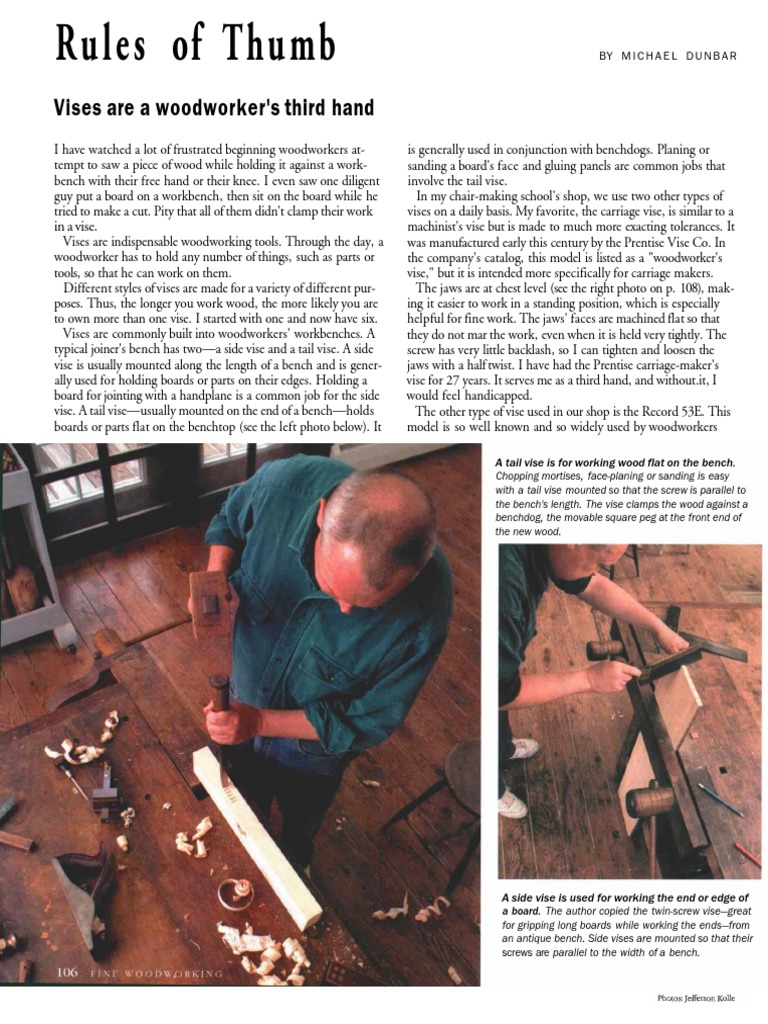 Fine - Woodworking.-.133-106 - Rules of Thumb - Vises Are A Woodworker ...