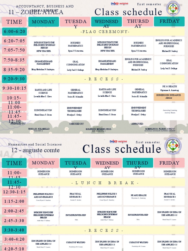 Class Program For Sy 2023 2024 | PDF