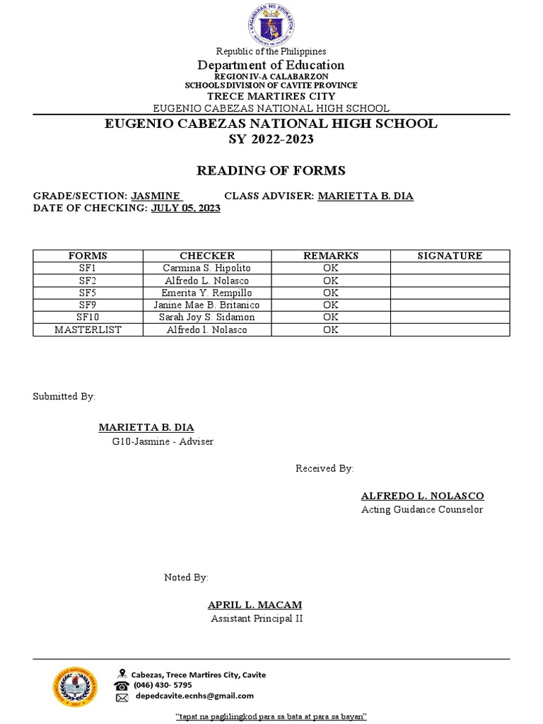 Reading of Forms | PDF