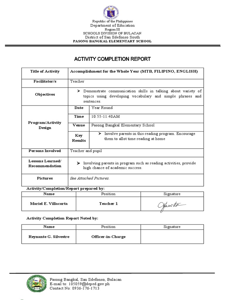 ACR Action Plan For Grade 1 | PDF