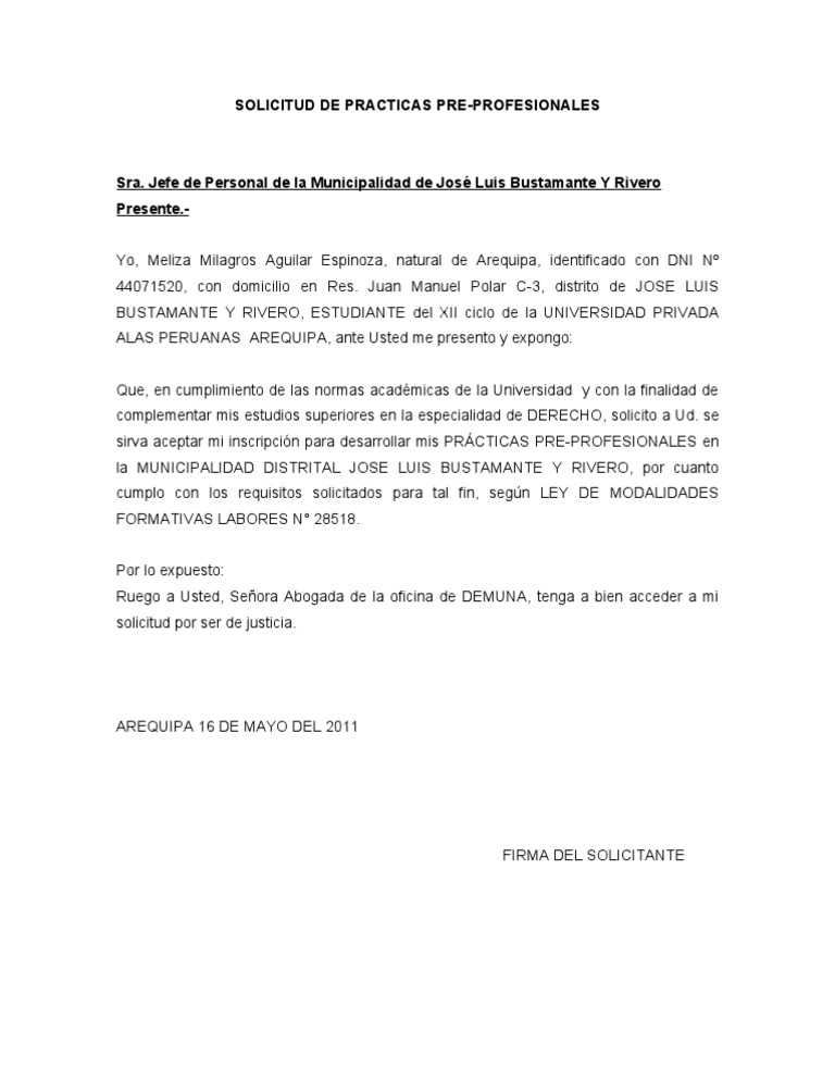 Solicitud de Practicas Pre