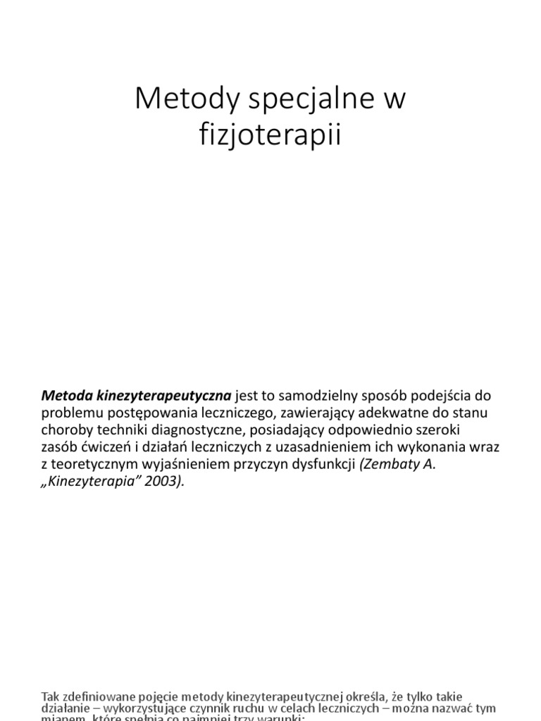 Metody Specjalne W Fizjoterapii | PDF