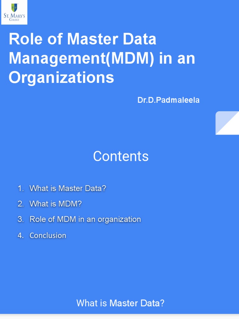 Role of Master Data Management | PDF | Data | Data Quality
