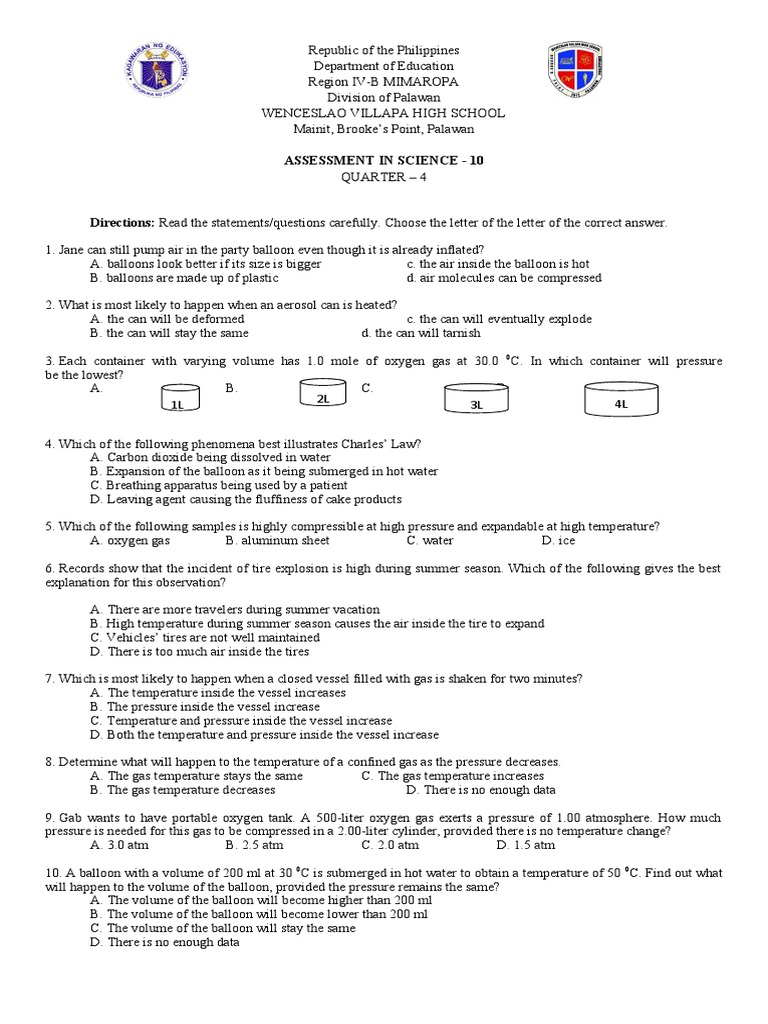 4TH Science 10 Exam | PDF