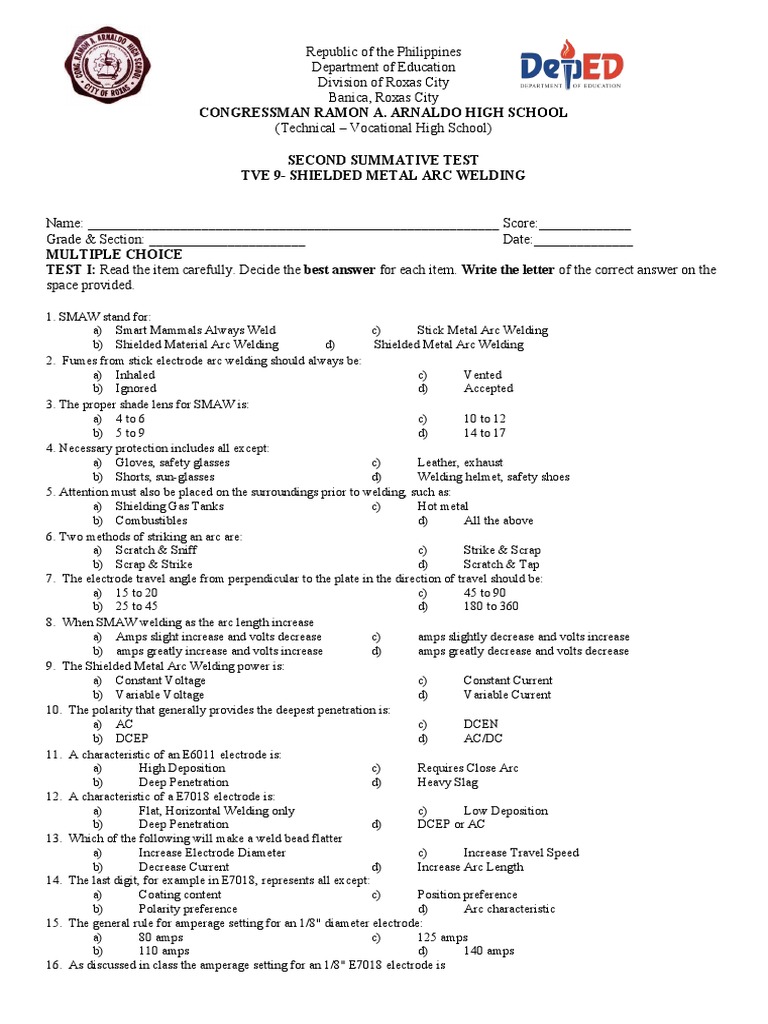 Smaw 9 SECOND SUMMATIVE | PDF | Science & Mathematics
