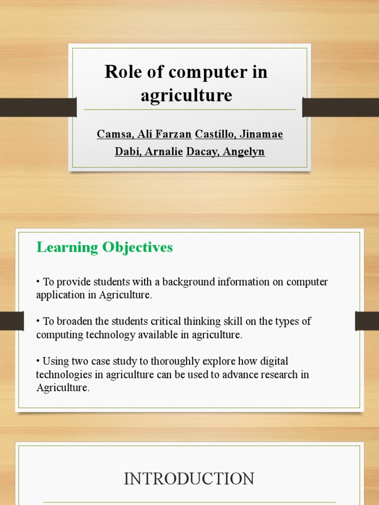 Role of Computer in Agriculture | PDF | Computers | Technology ...