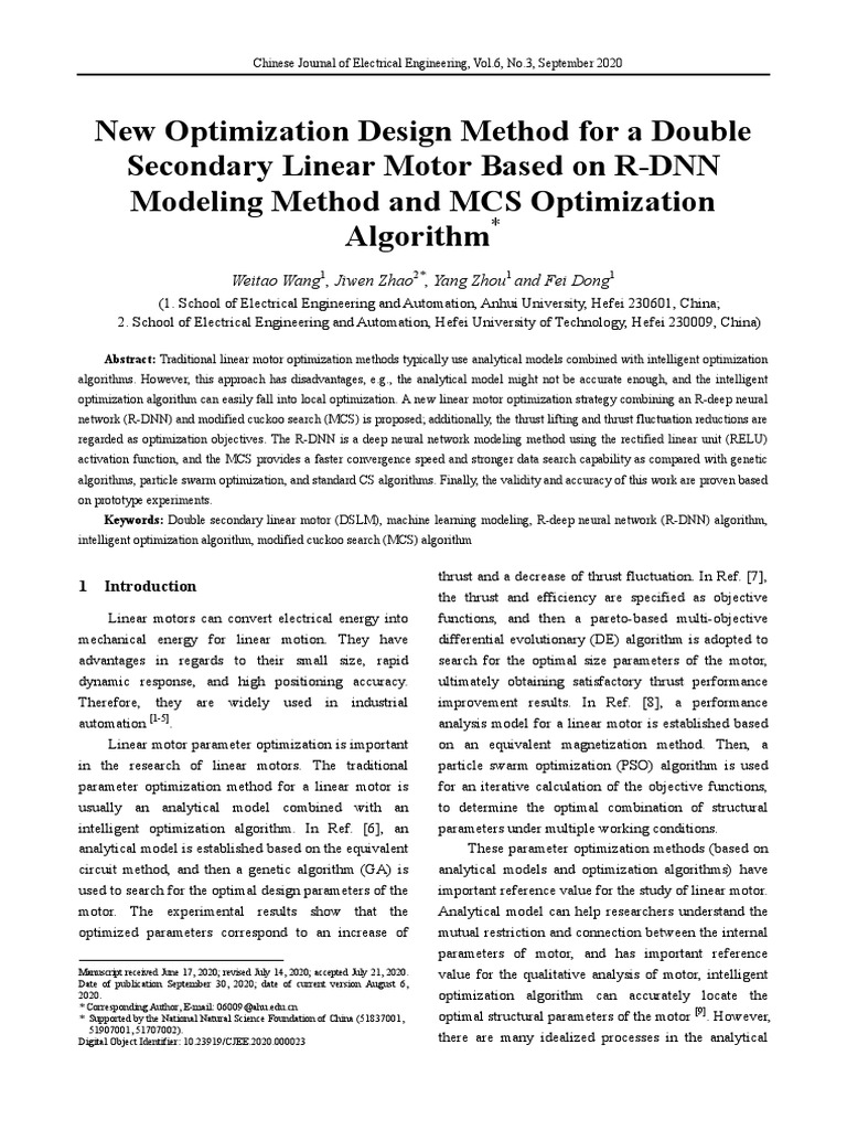 New Optimization Design Method For A Double Secondary Linear Motor Based On R-DNN Modeling ...