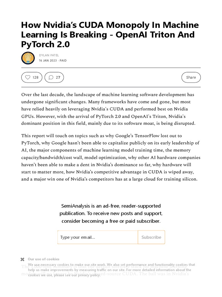 2023-01 How Nvidia's CUDA Monopoly in Machine Learning Is Breaking ...