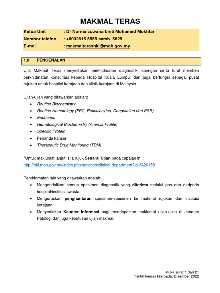 Unit Makmal Teras - BM | PDF