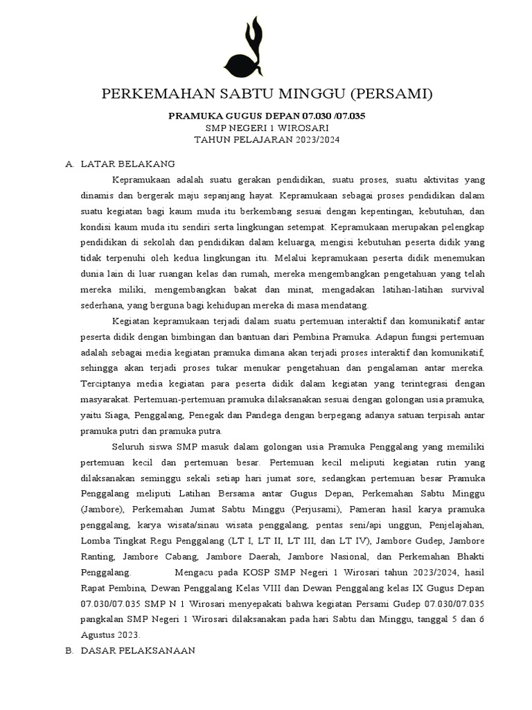 Persami Pramuka SMPN 1 Wirosari | PDF