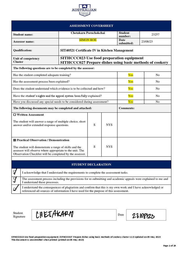 Kitchen Management Assessment Guide | PDF | Cooking | Grilling