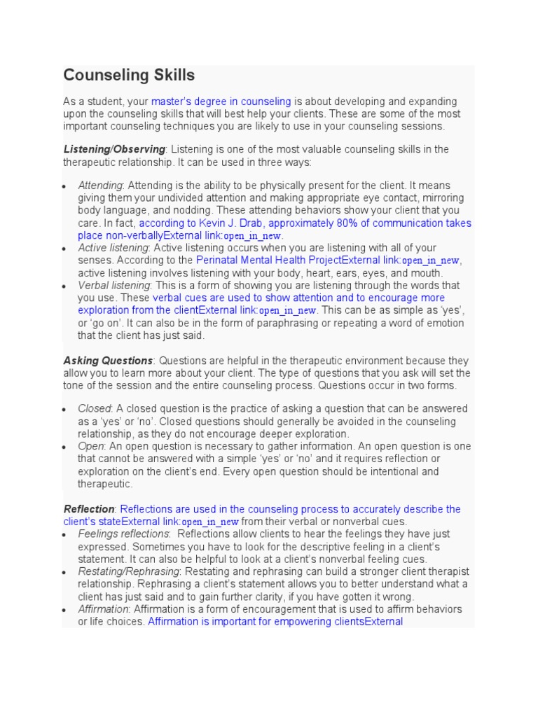 Counseling Skills | PDF
