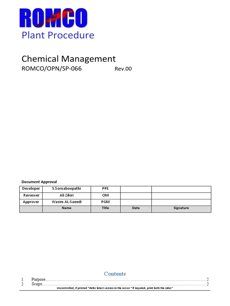 Chemical Management | PDF | Occupational Safety And Health | Safety