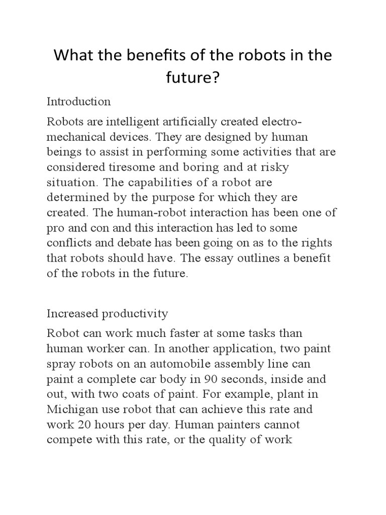 What The Benefits of The Robots in The Future | PDF