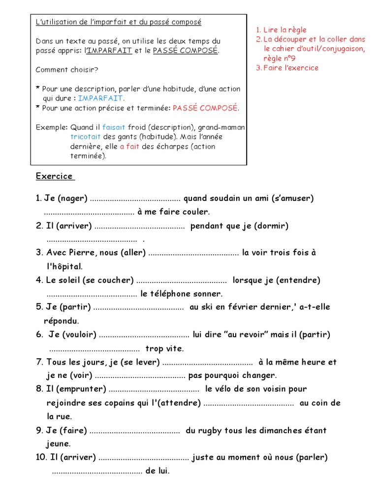 Différence Entre Imparfait Et Passé Composé | PDF