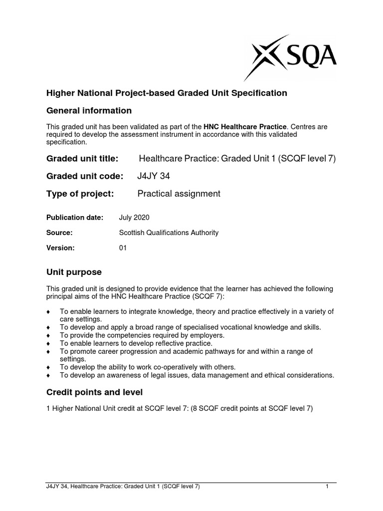 HNC Healthcare Practice Graded Unit 1 | PDF | Learning | Health Care