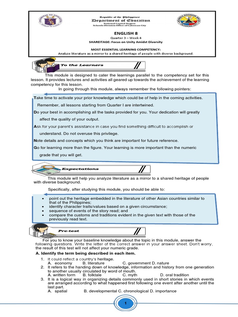 English 8 Q3 Week 4 | PDF | Oral Tradition | Traditions