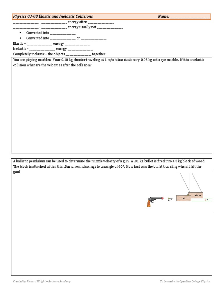 313 - Physics 03-08 Elastic and Inelastic Collisions | PDF | Collision | Physical Quantities