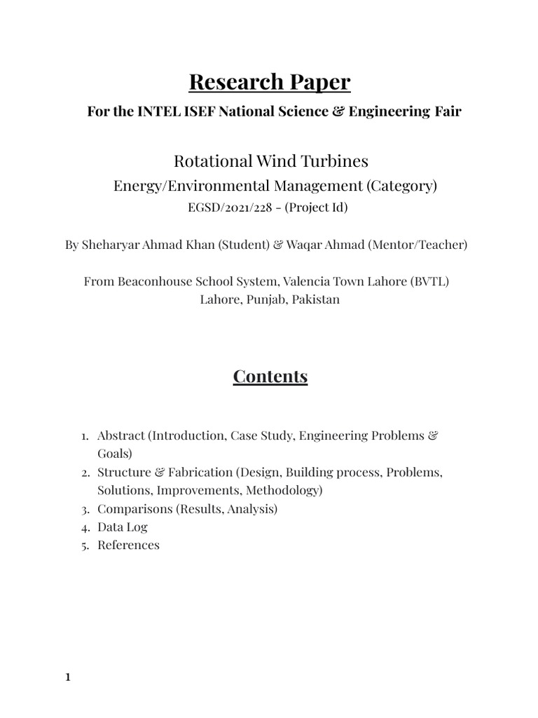 Research Paper of Rotational Wind Turbines-InTEL ISEF National Science ...