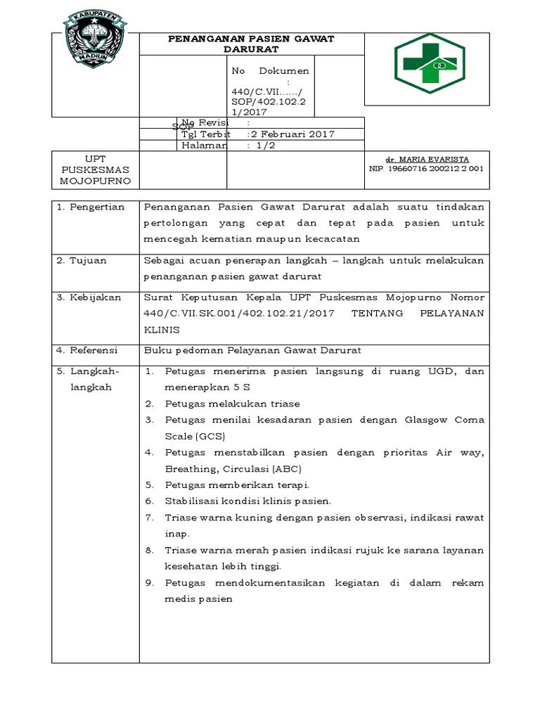SOP Penanganan GADAR | PDF