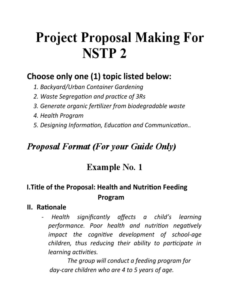 Project-Proposal-Making-Format-April-1, 2023 | PDF | Learning | Child Care