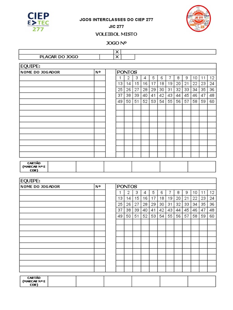 Súmula Voleibol - JIC 2023 | PDF