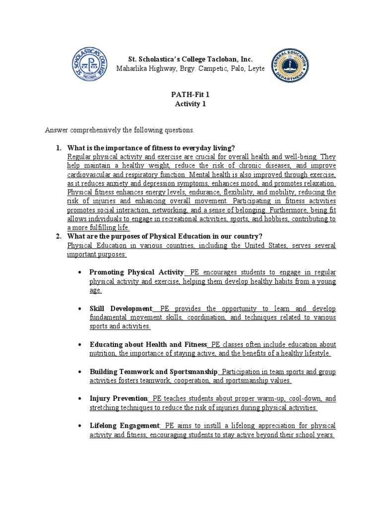 Importance of Fitness and PE in Daily Life | PDF | Self-Improvement ...