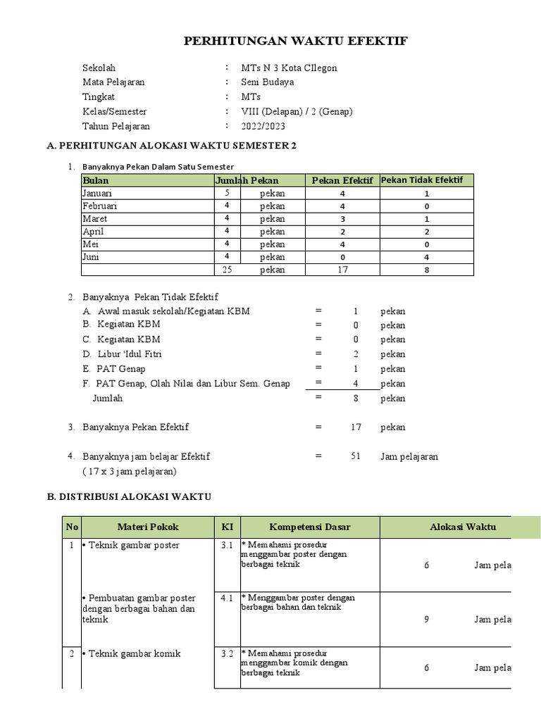 Format Prota Sem. 1 | PDF