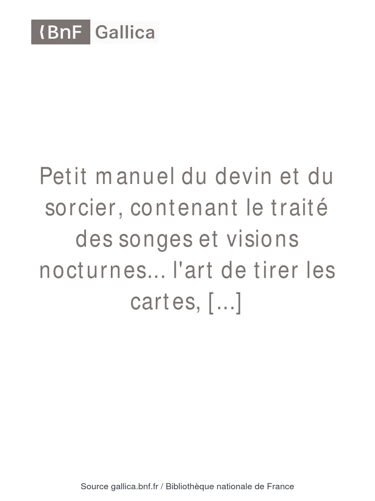 Petit Manuel Du Devin Et (... ) Moulth Nathaniel bpt6k1415780d | PDF ...