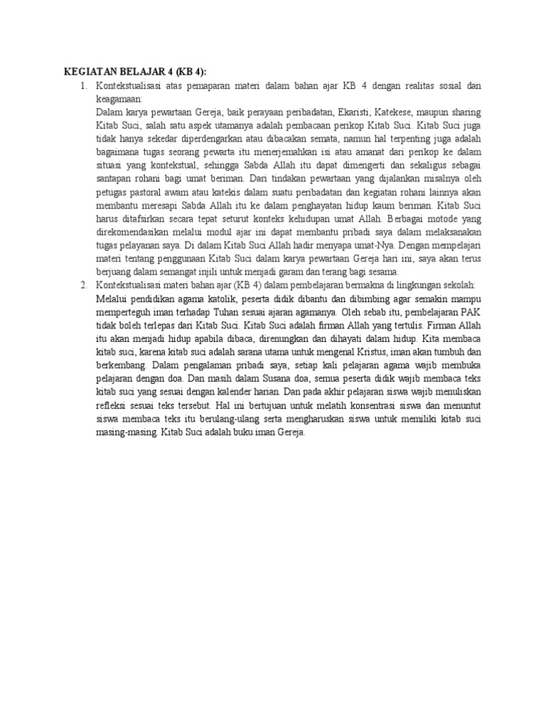 Instruksi Analisa Bahan Ajar KB 4 Kitab Suci | PDF