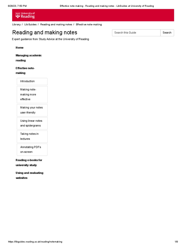 Effective Note-Making - Reading and Making Notes - LibGuides at ...
